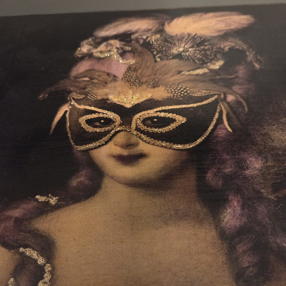 Art | Elegant Masked Lady Art Painting Black Gold Purple | Poshmark